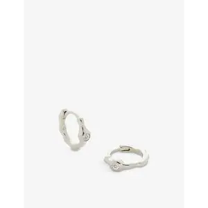 Monica Vinader Siren Recycled Sterling And Diamond Huggie Earrings - Silver