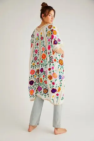 Free People Bella Flor Embroidered Kaftan
