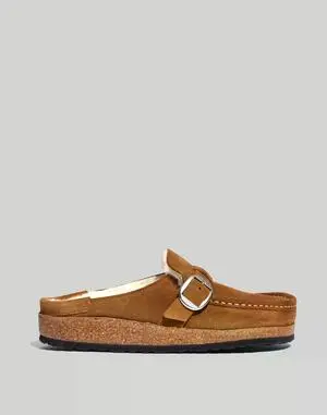 Madewell Birkenstock® Suede Buckley Shearling Clogs - Tea,natural
