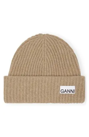 GANNI Ganni Structured Rib Wool-Blend Beanie Starfish
