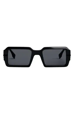 Fendi Fendi Graphy 52mm Rectangle Sunglasses Shiny Black/smoke