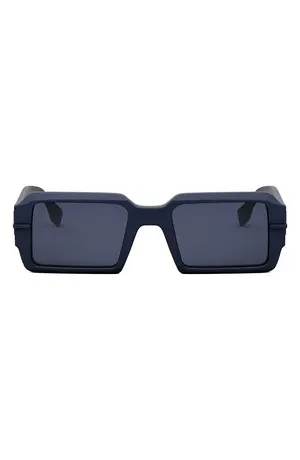 Fendi Fendi Graphy 52mm Rectangle Sunglasses Shiny Blue / Blue