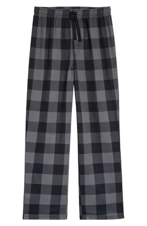 Treasure & Bond Kids' Flannel Pajama Pants Grey Castlerock Buffalo Check