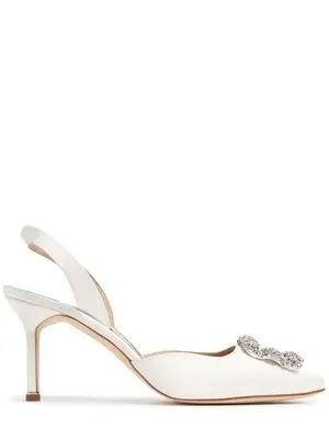 Manolo Blahnik 70mm Hangisli Slingback Pumps - Cream