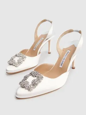 Manolo Blahnik 70mm Hangisli Slingback Pumps - Cream