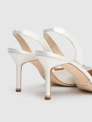 Manolo Blahnik 70mm Hangisli Slingback Pumps - Cream