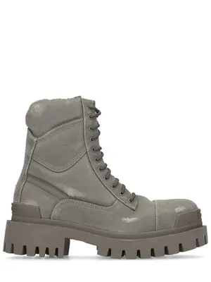Balenciaga Strike Cotton Canvas Combat Boots