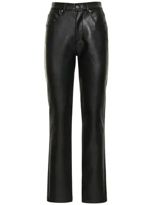 DIESEL® Arcy Faux Leather Straight Pants - Black