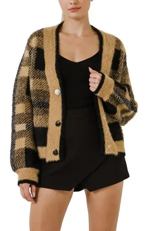 English Factory Check Cardigan