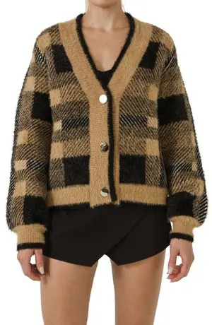 English Factory Check Cardigan