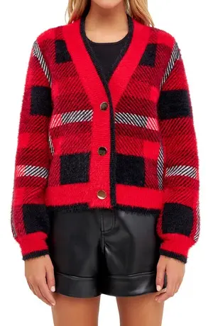 English Factory Check Cardigan