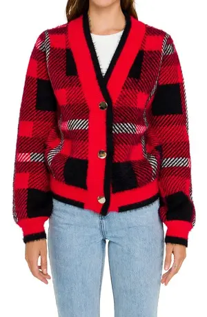 English Factory Check Cardigan