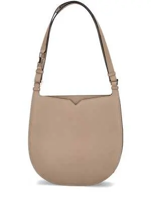 VALEXTRA Medium Hobo Weekend Leather Shoulder Bag - Oyster