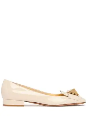 Valentino Garavani VALENTINO GARAVANI 20mm One Stud Patent Leather Flats - Light Ivory