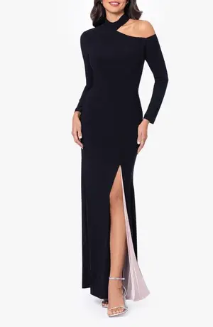 XSCAPE EVENINGS Cutout Shoulder Gown