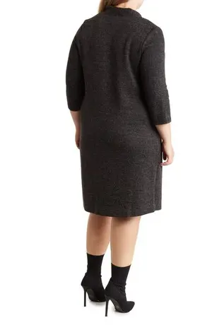 CONNECTED APPAREL Rib Knit Jacket Midi Dress