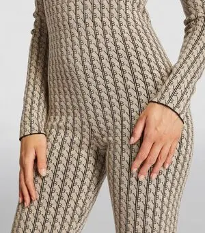 Victoria Beckham Merino Wool-blend Monogram Jumpsuit