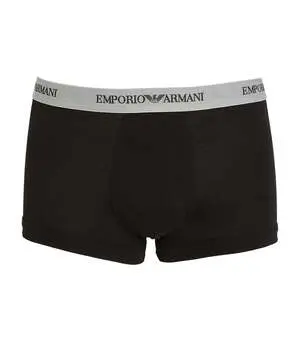 Emporio Armani Stretch-cotton Trunks - Black