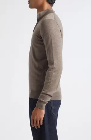 John Smedley Tapton Half-zip Merino Wool Sweater - Mushroom