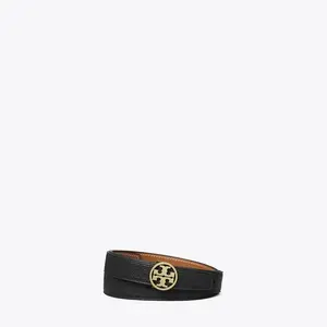 Tory Burch 1" Miller Reversible Belt - Black/classic Cuoio/gold
