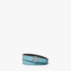 Tory Burch Tory Burch 1" Miller Reversible Belt Soft Turquoise/john Coco/silver
