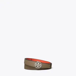 Tory Burch Tory Burch 1" Miller Reversible Belt Wild Mushroom/warm Fire/silver