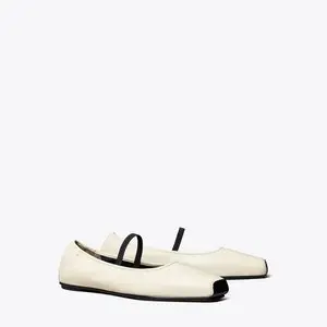 Tory Burch Tory Burch Runway Ballet New Ivory/perfect Black
