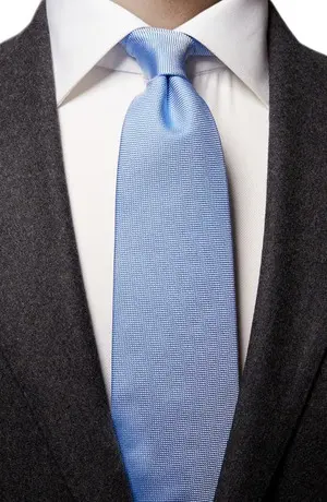 Eton Solid Silk Neck Tie - Blue