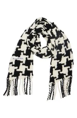 Acne Studios Houndstooth Check Alpaca Blend Scarf