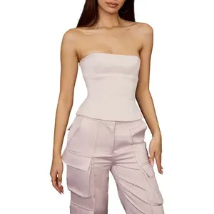 House Of Cb Angelica Satin Strapless Corset Top
