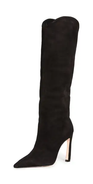 Black Suede Zip-Up Boots