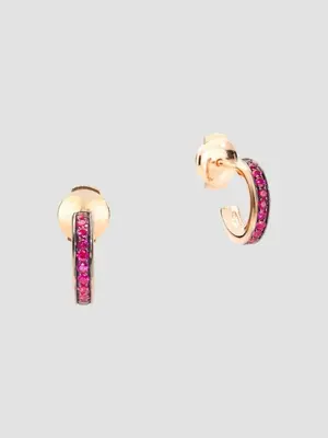 Pomellato Iconica 18k Rose Gold & Hoop Earrings - Ruby