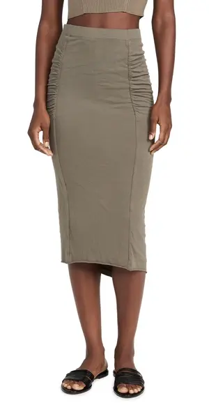 JAMES PERSE Brushed Jersey Shirred Panel Skirt