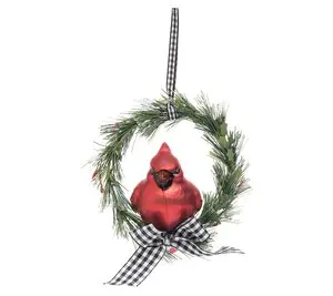 GALLERIE II Checker Cardinal Glass Christmas Or Nament - One-color