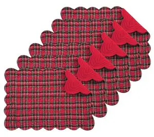 C&F HOME Quilted Red Plaid Placemat Set Of 6 - One-color