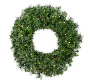 VICKERMAN 30' Cheyenne Pine Christmas Wreath, W Rm White Led - One-color