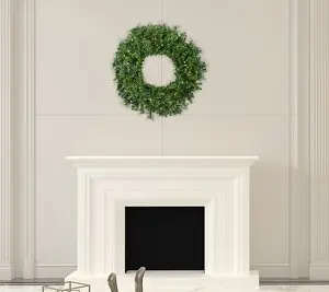 VICKERMAN 30' Cheyenne Pine Christmas Wreath, W Rm White Led