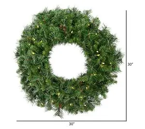 VICKERMAN 30' Cheyenne Pine Christmas Wreath, W Rm White Led