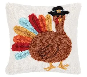 C&F HOME 10' X 10' Colorful Turkey Hooked Throw Pillow - One-color
