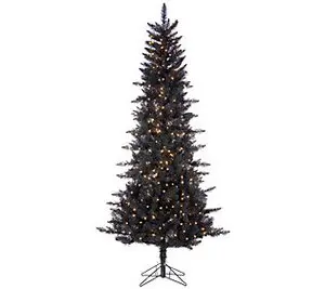 GERSON INTERNATIONAL 7.5' Black Tuscany Tinsel Tree W/lights Gers On Co - One-color
