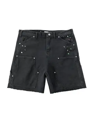 PROFOUND Men's Double Knee Carpenter Work Shorts - Black  - Black