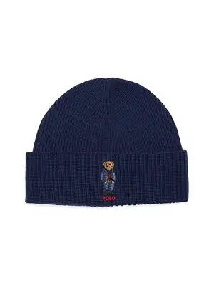 Ralph Lauren Men's Solid Denim Bear Beanie - Classic Navy - Classic Navy