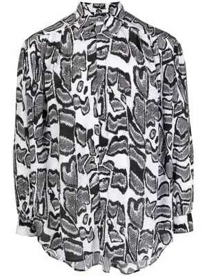 EDWARD CRUTCHLEY Abstract-pattern Long-sleeve Shirt - White