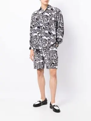 EDWARD CRUTCHLEY Abstract-pattern Silk Shorts
