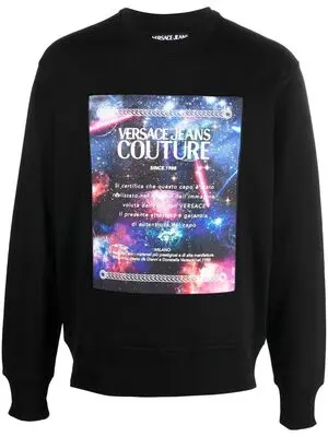 Versace Graphic-print Crew Neck Sweatshirt - Black