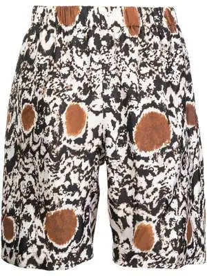 EDWARD CRUTCHLEY Silk Abstract-pattern Shorts - White