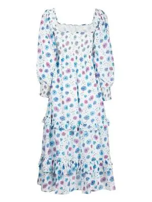 LoveShackFancy Floral-print Tiered Midi Dress