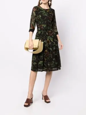 Samantha Sung Florance Motif-print Pleated Midi Dress