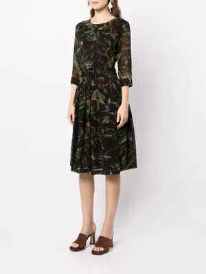 Samantha Sung Florance Motif-print Pleated Midi Dress