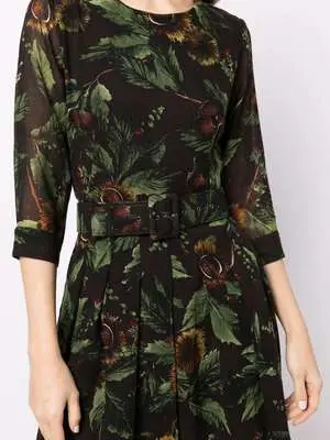 Samantha Sung Florance Motif-print Pleated Midi Dress